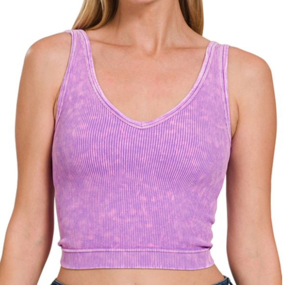 Zenana Outfitters | Tops | Nwt Viral Zenana 2 Way Neckline Washed Ribbed Cropped Tank Top ...